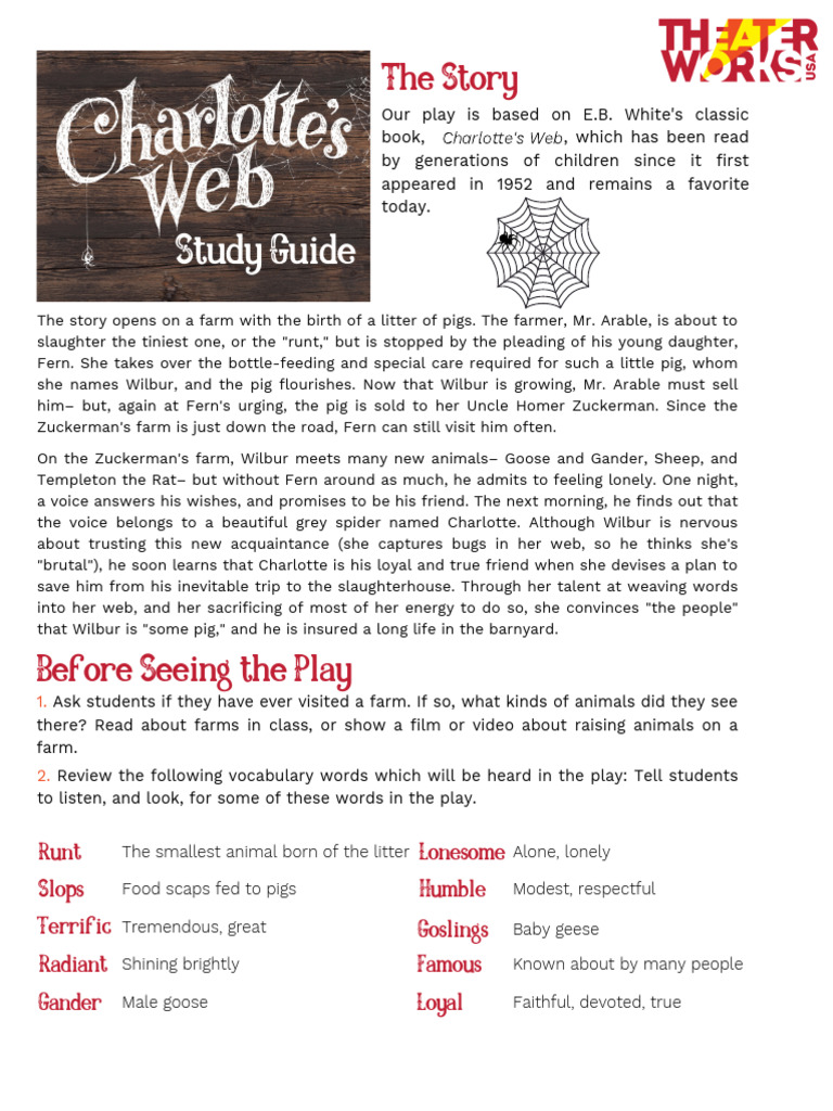 Charlottes Web Study Guide - 0 | PDF | General Fiction