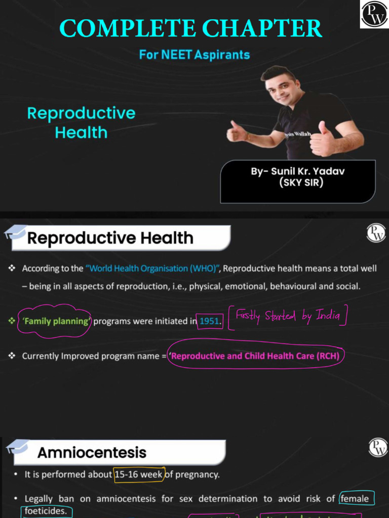 REPRODUCTIVE HEALTH - Class Notes - NEET Mindmap | PDF