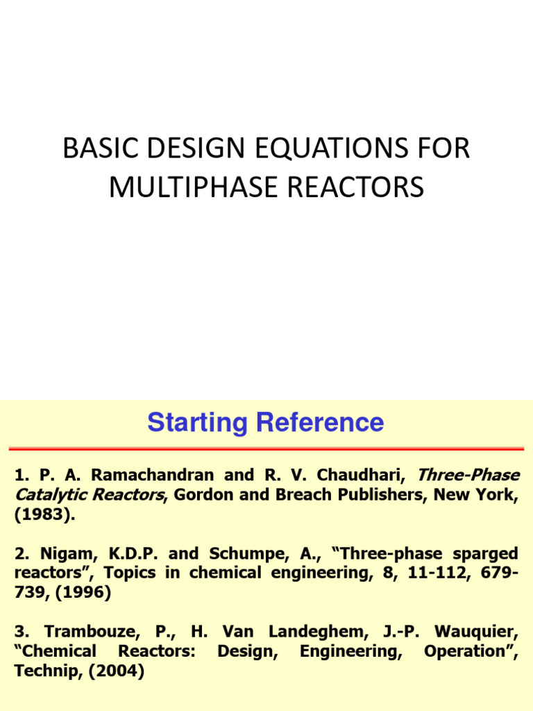 9 Basic Design Equations For Multiphase Reactors Pdf Chemical