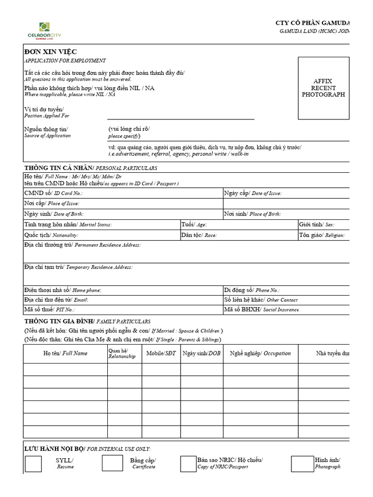 GLHCMC - Job Application Form | PDF