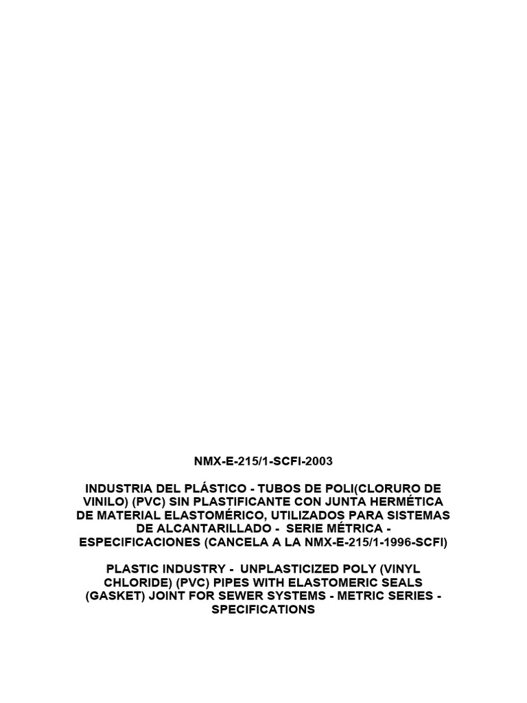 NMX e 215 1 Scfi 2003 | PDF | Cloruro de polivinilo