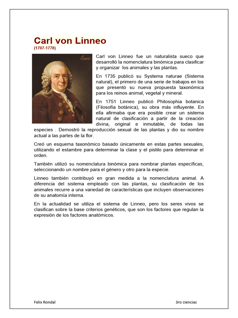 Carl Von Linneo | PDF