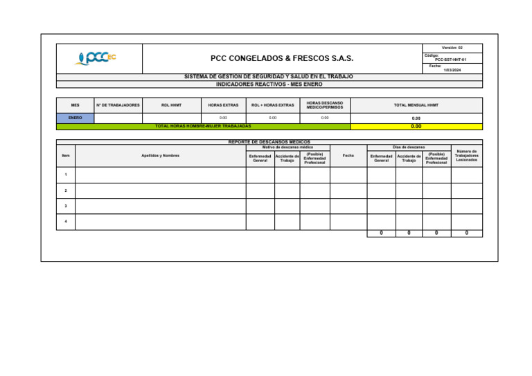 Formato HHMT - Descansos Médicos Mensual | PDF | Medicina