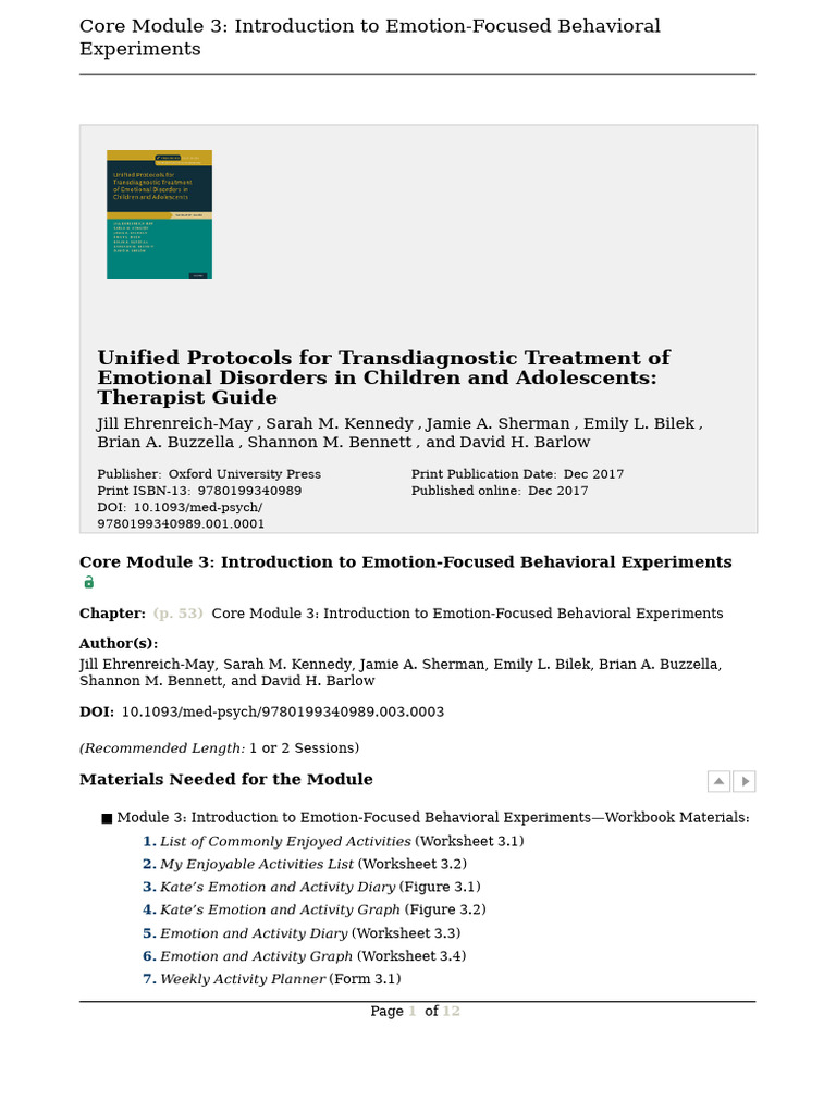 3 UP-A Introduction To Emotion-Focused Behavioral Experiments - Chapter ...