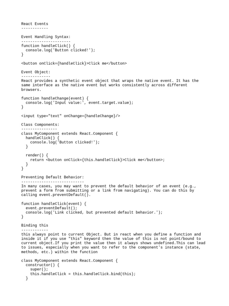 React Events Pdf 