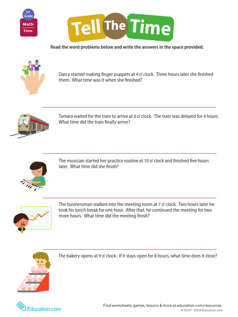 Telling Time Word Problems | PDF