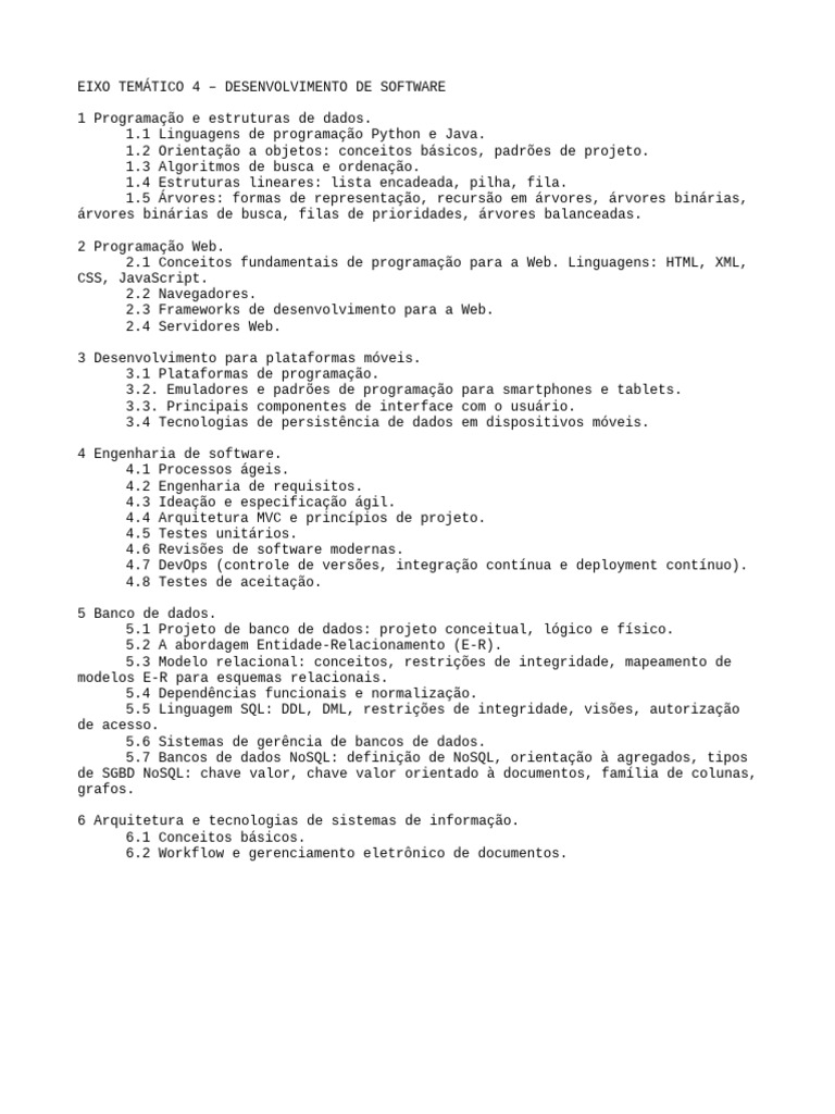 Conteúdos - Eixo 4 | PDF