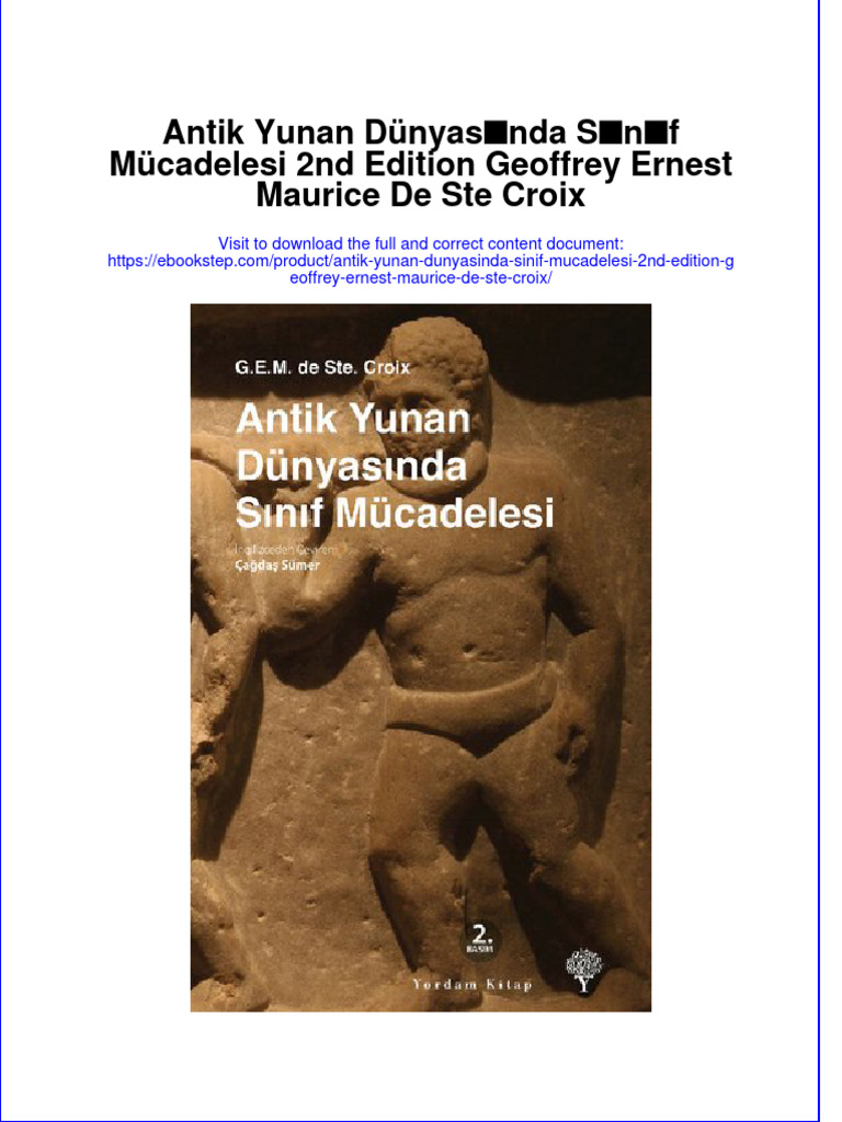 Antik Yunan Dünyasında Sınıf Mücadelesi 2nd Edition Geoffrey Ernest ...