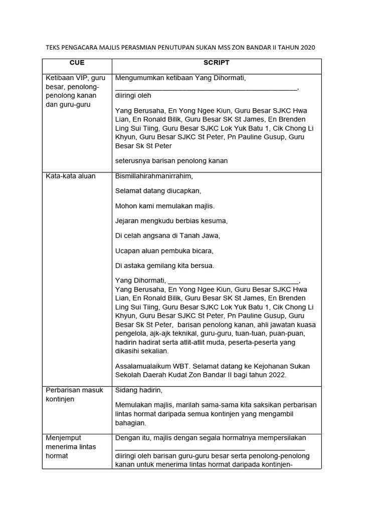 Perasmian Penutupan Sukan MSS | PDF