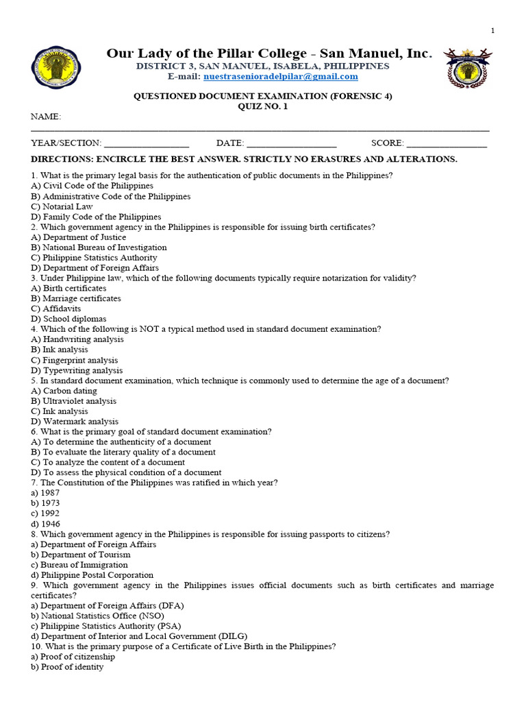 Quiz 1 | PDF | Forensic Science | Authentication