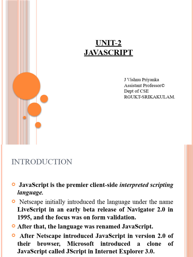 WT Unit-2 Javascript | PDF | Java Script | Html