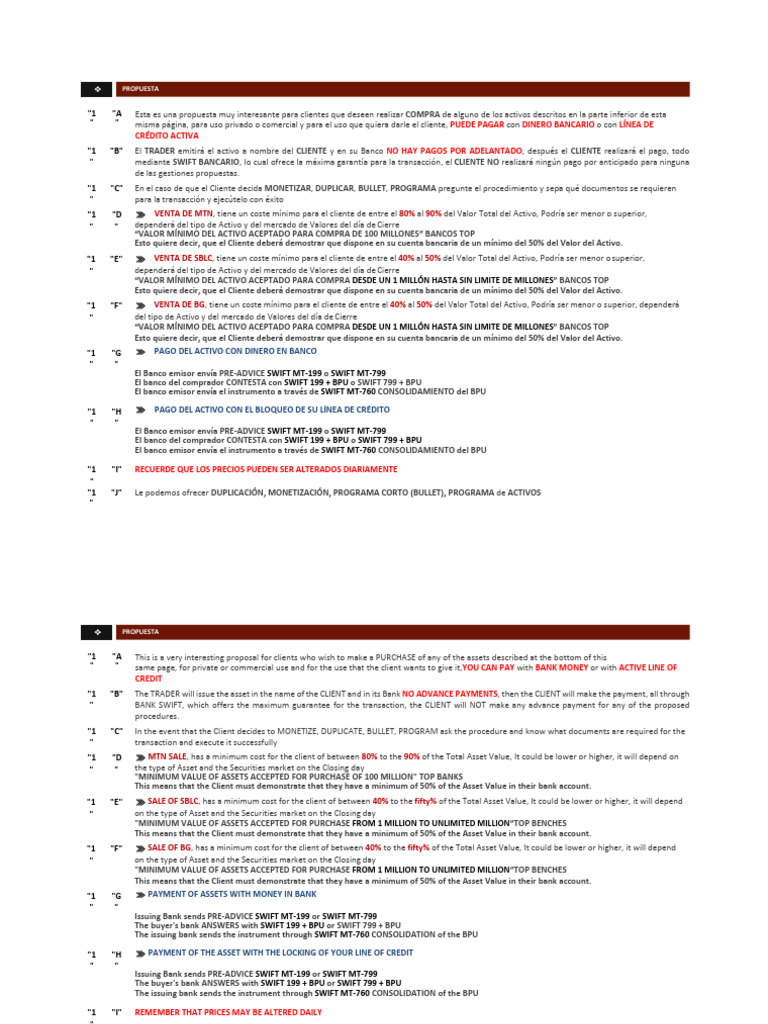 Venta de SBLC | PDF | Bancos | Corporaciones