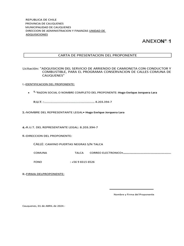 ANEXO_N_1_CARTA_PRESENTACION_PROPONENTE | PDF