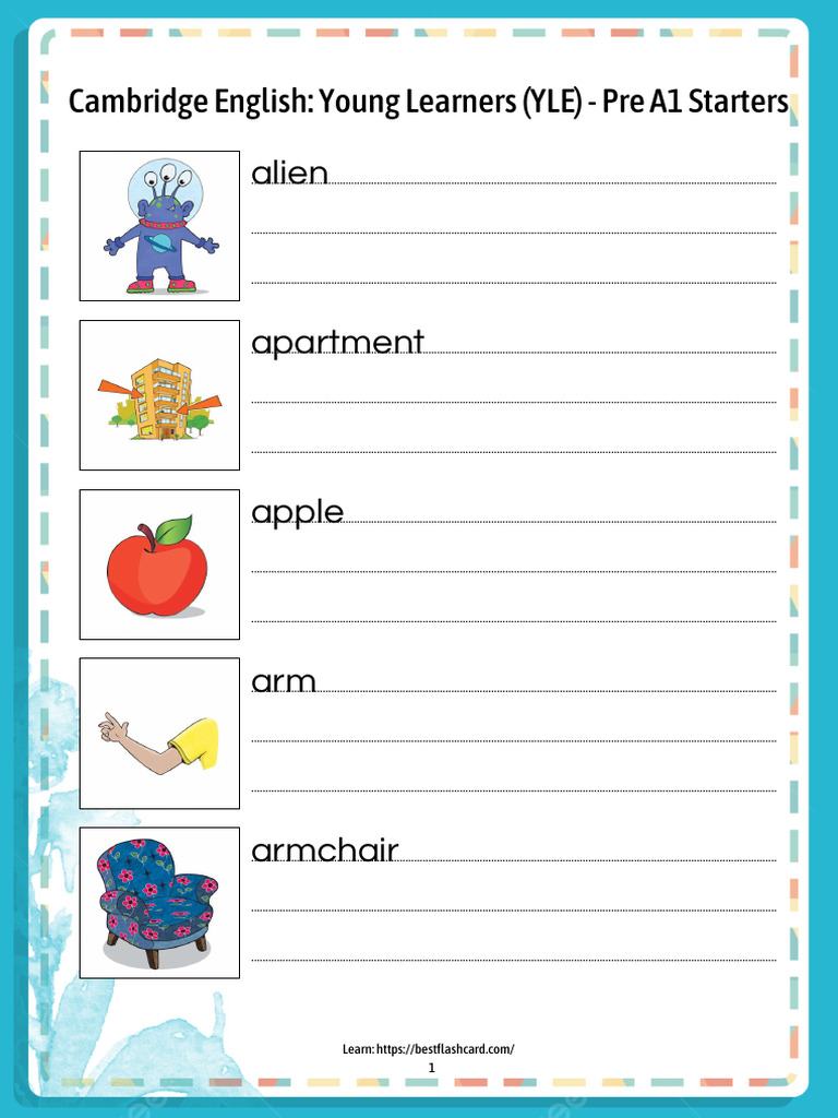 YLE Pre A1 Starters Vocabulary List | PDF | Home & Garden | Technology ...
