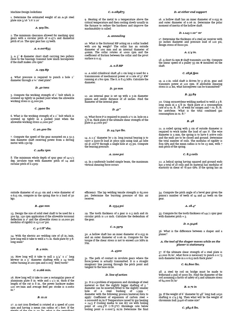 Machine Design Reviewer Looks Fam Compress | PDF | Gear | Strength Of ...