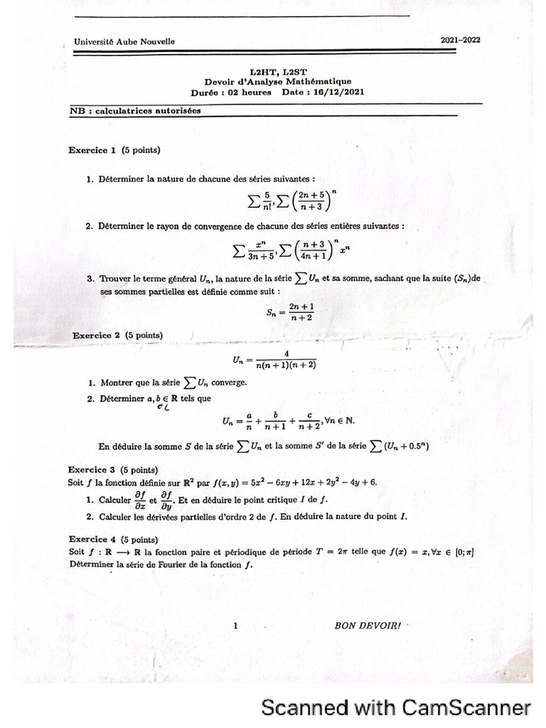 Analyse Math 1sur2 | PDF