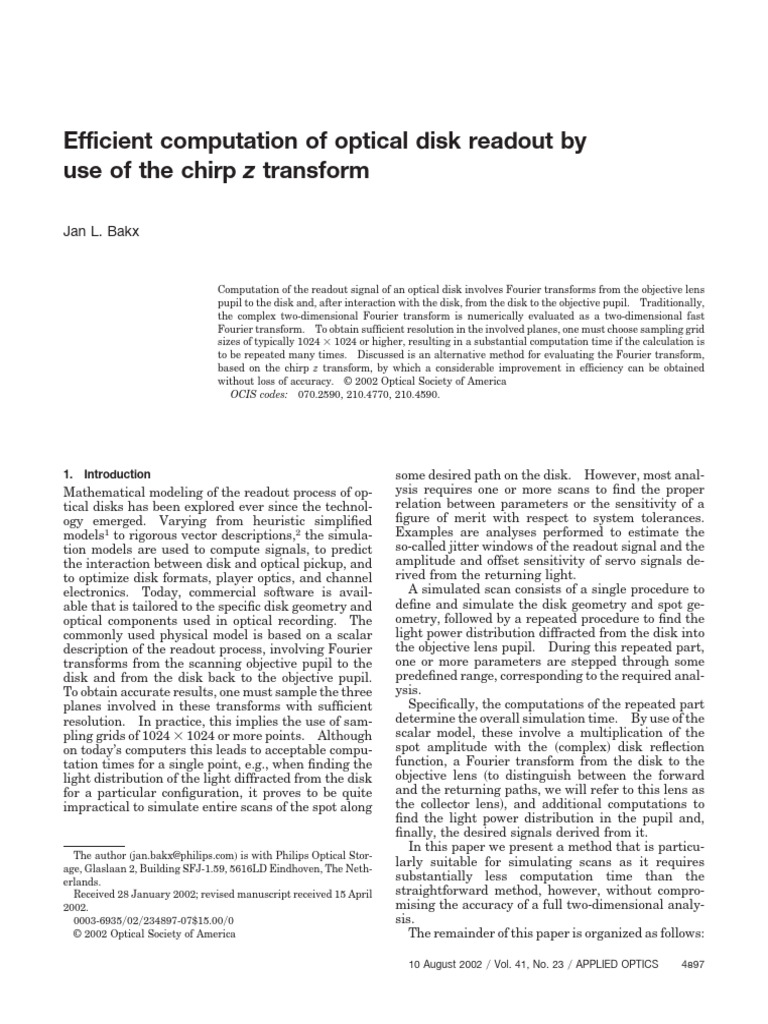 Chirp Z Transform 3 Ao 41 004897 Pdf Fast Fourier Transform Discrete Fourier Transform