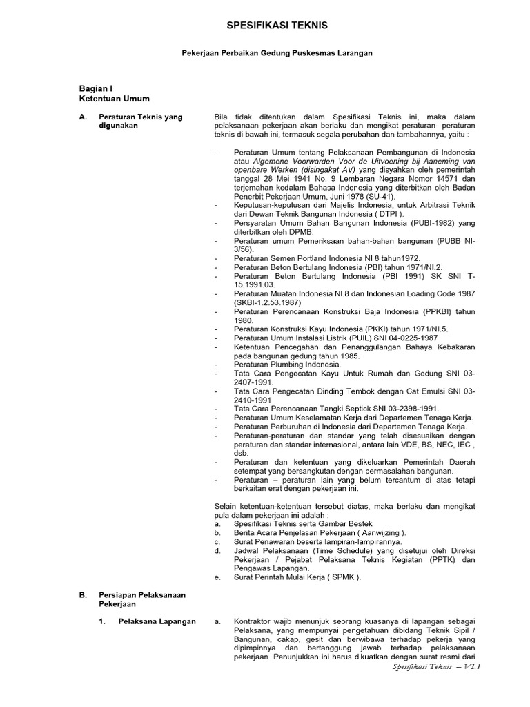 Spesifikasi Teknis | PDF