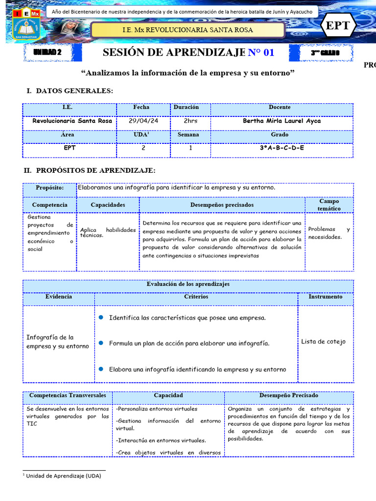 S1-U2-Analizamos La INFORMACIÓN DE LA EMPRESA Y SU ENTORNO - EPT-3RO-4TO | PDF | Aprendizaje ...