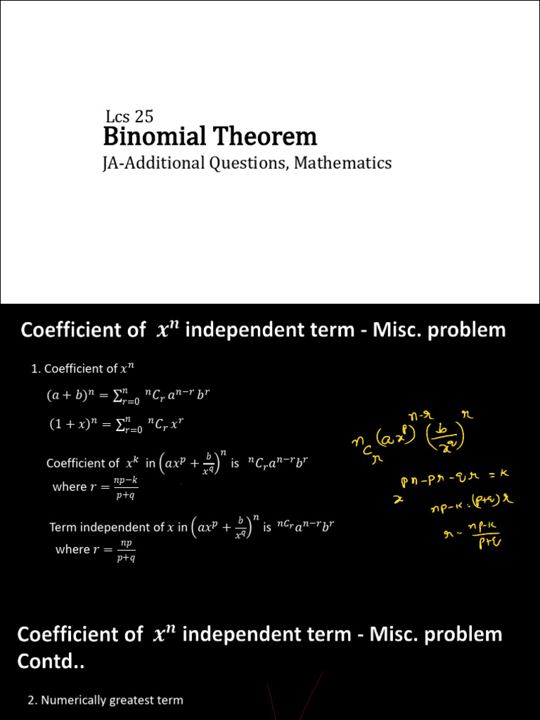28-04-Binomial Theorem-IIT | PDF | Mathematics | Mathematical Objects