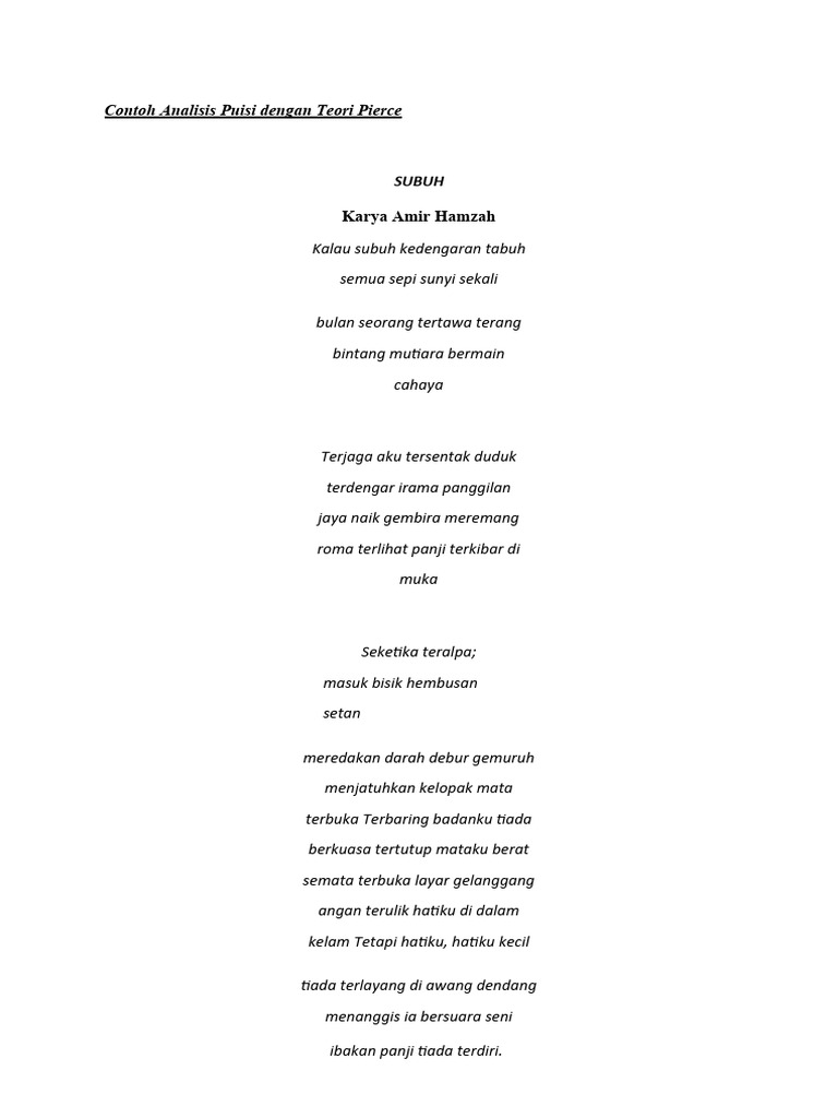 Contoh Analisis Puisi Dengan Teori Pierce | PDF