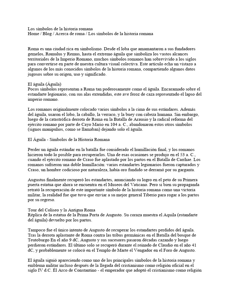 Símbolos de la Historia Romana | PDF | Romulus y Remus | imperio Romano