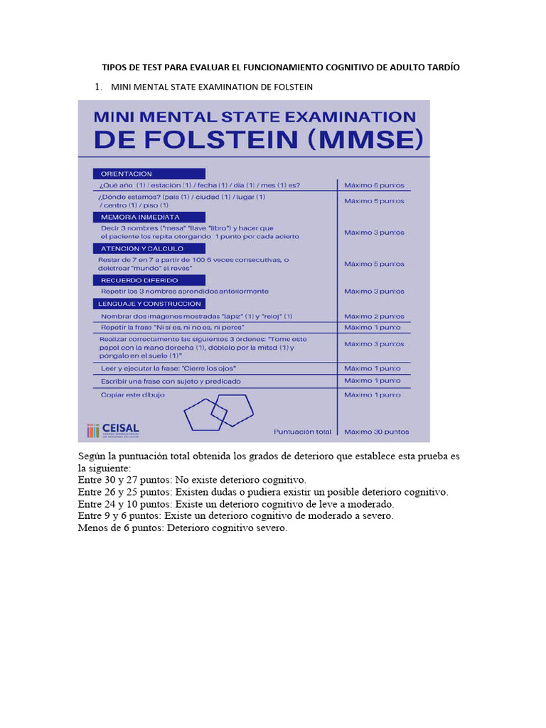 Tipos de Test | PDF | Cognición | Ciencia cognitiva