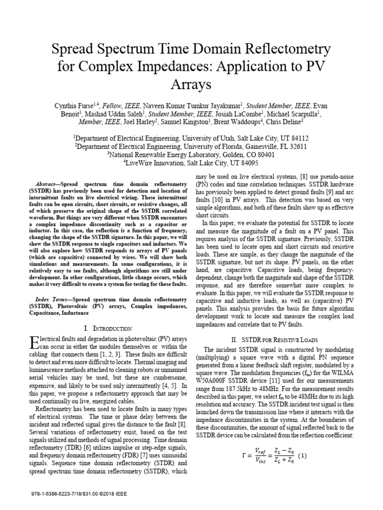 Furse Et Al - 2018 - Spread Spectrum Time Domain Reflectometry For ...