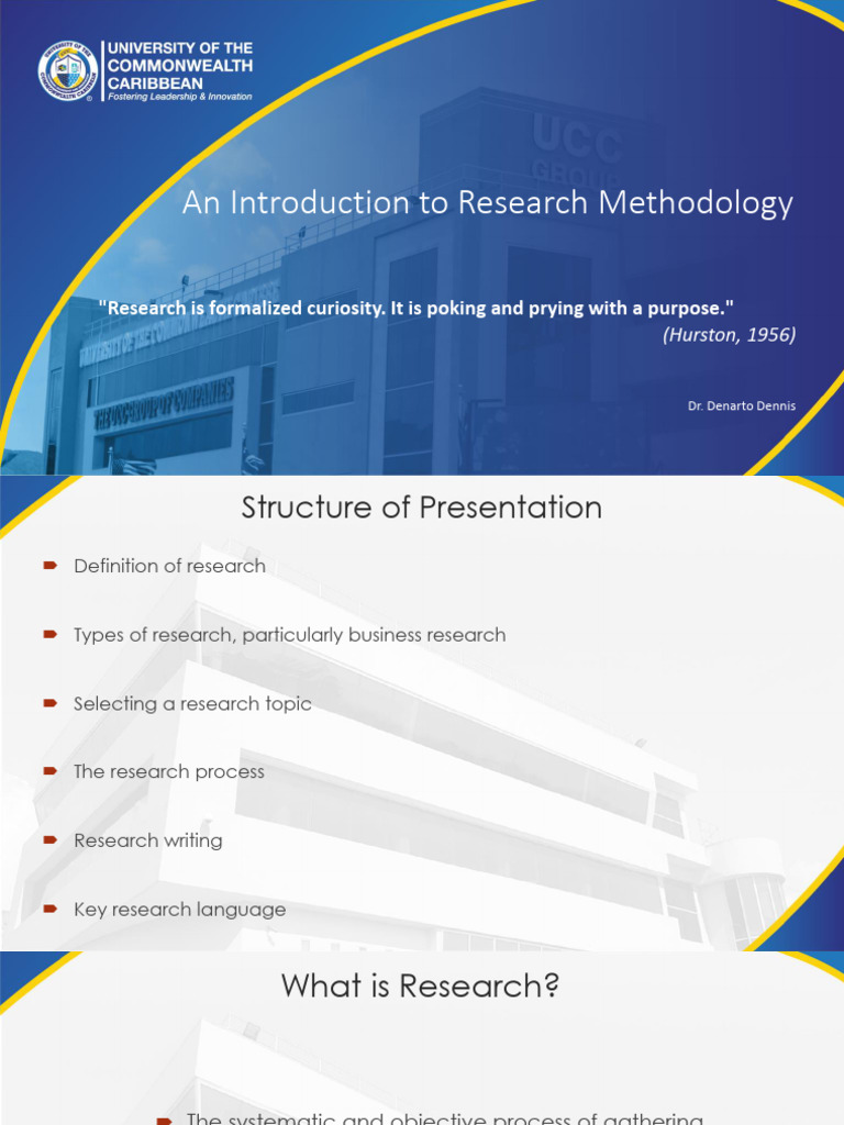 An Introduction To Research Methodology Dr. Denarto Dennis UCC | PDF | Methodology | Statistics