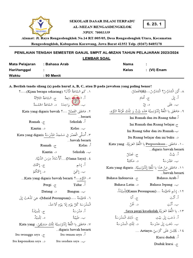 Soal Arab 6 | PDF
