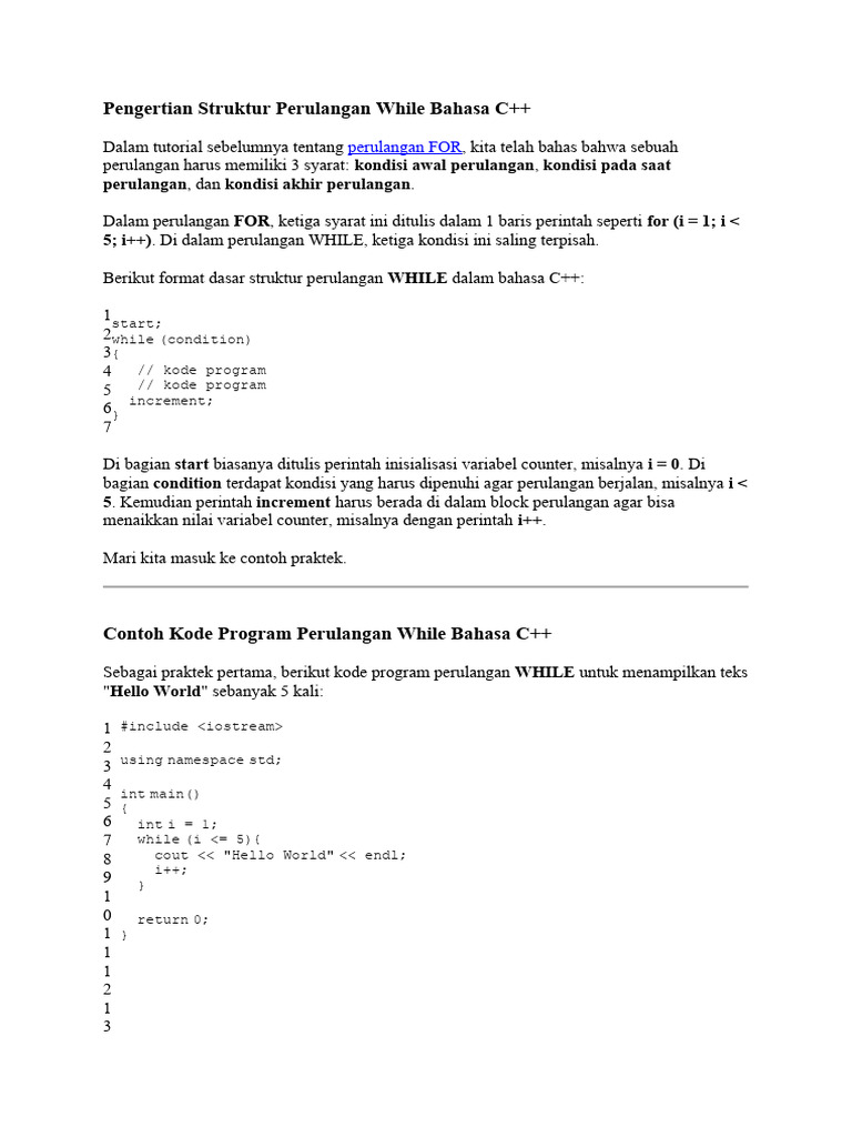 Struktur While & Do While C++ | PDF