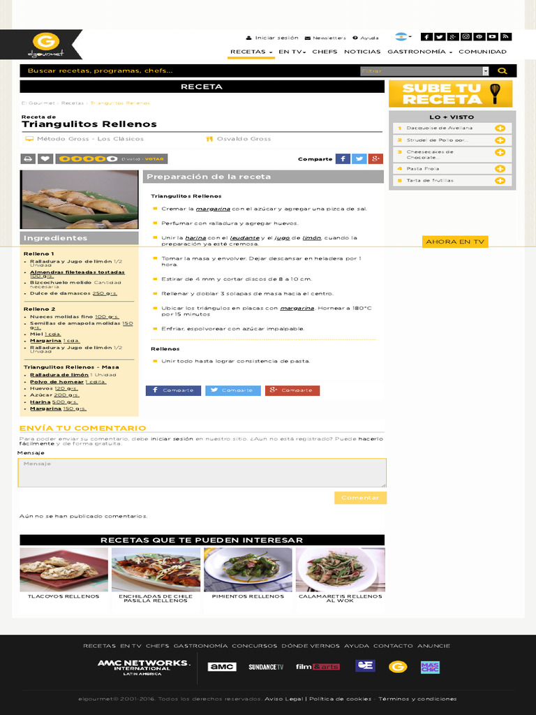 Receta de Triangulitos Rellenos - elgourmet | PDF | Postres | Cocina occidental