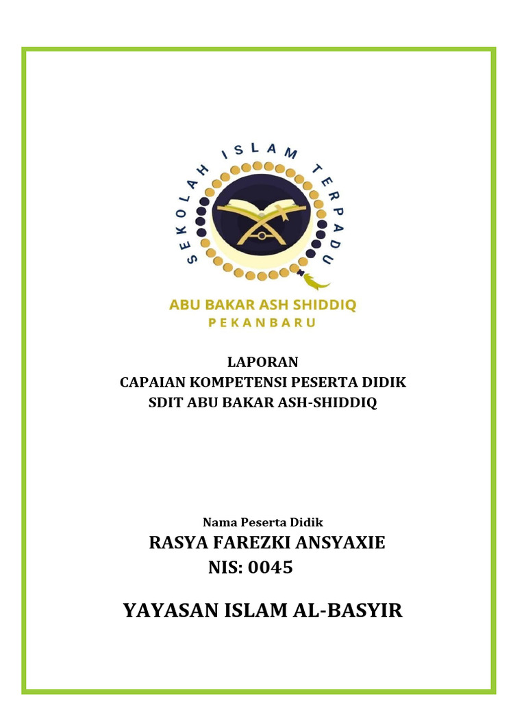 Contoh COVER RAPOR IA - (THALHAH) | PDF