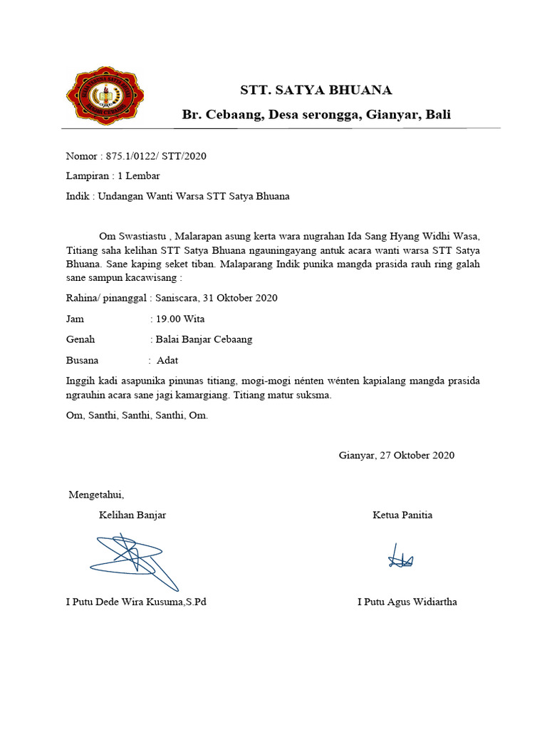 Surat Undangan STT | PDF