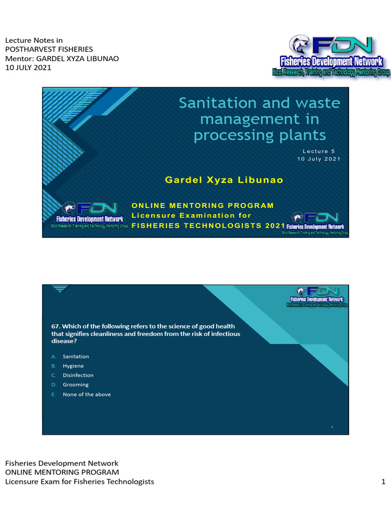 10 - Sanitation and waste management in processing plants- GXLIBUNAO ...