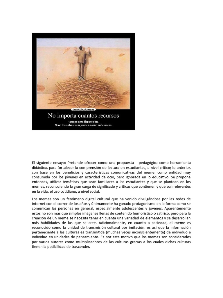 Ensayo Meme Didactica 3a | PDF | Aprendizaje | Pensamiento