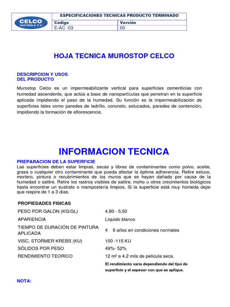 HT Murostop | PDF | Pintar | Materiales
