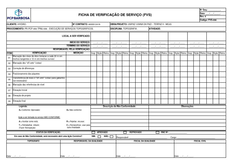 FVS de Topografia - Modelo | PDF