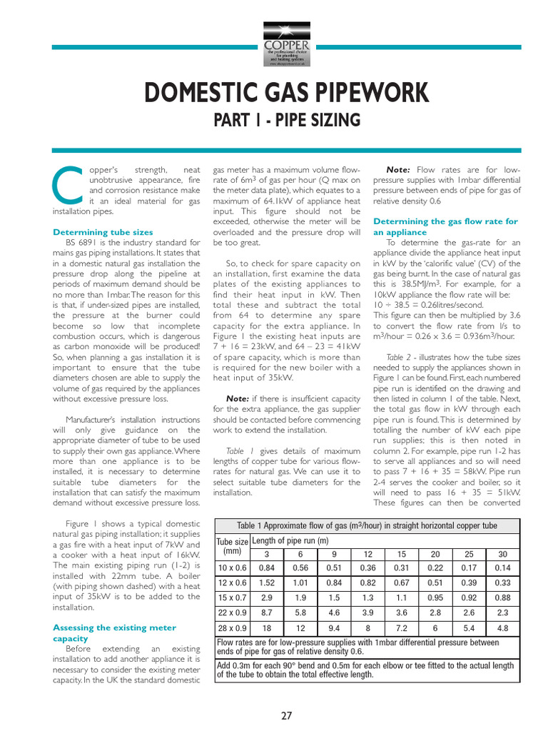 Domestic Gas Planning and Sizing | PDF | Pipe (Fluid Conveyance) | Flow ...