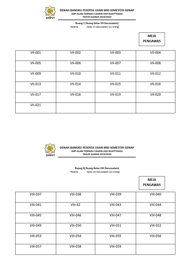 Denah Tempat Duduk | PDF