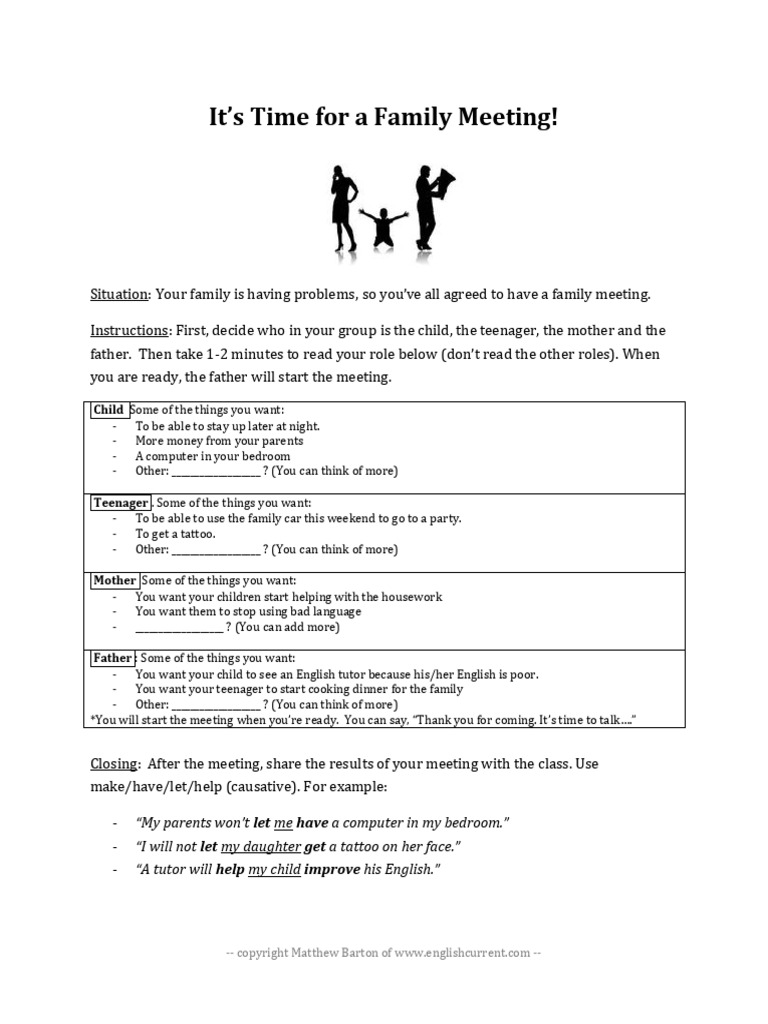 Family Meeting Causative Speaking | PDF