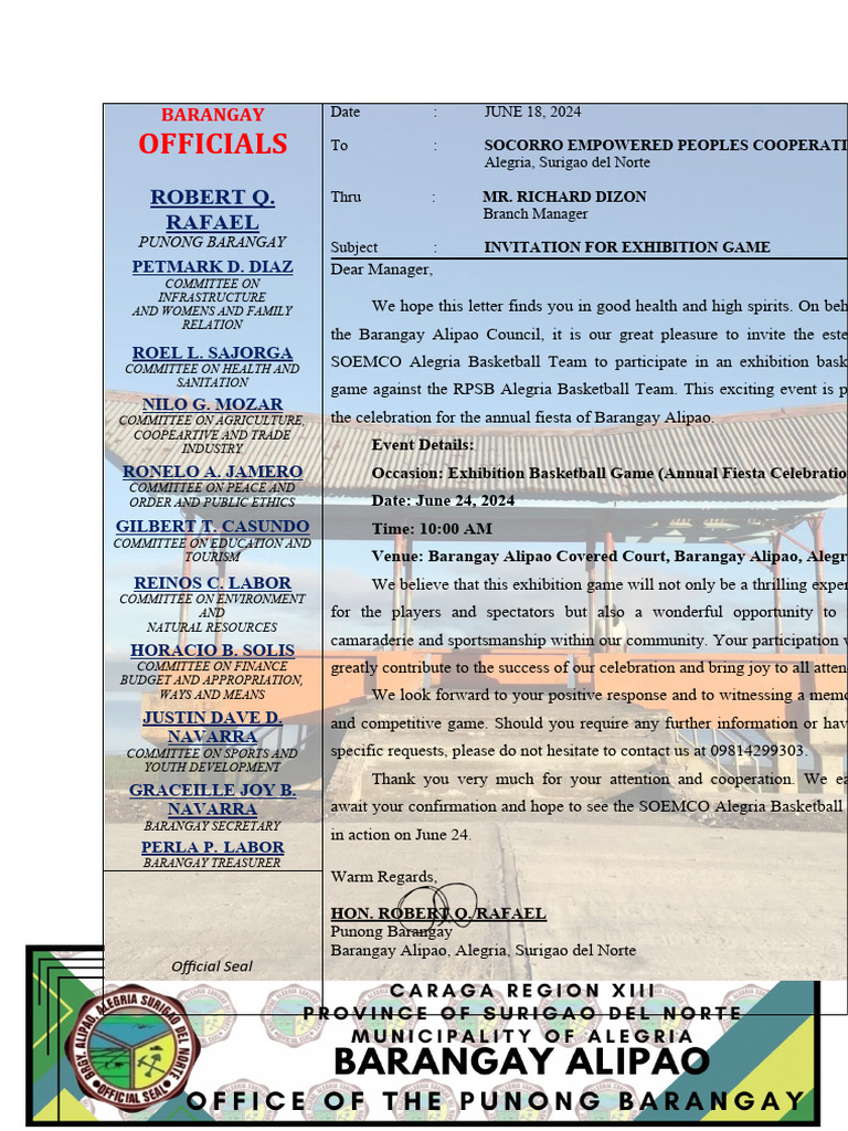 Invitation To Friendship Game | PDF | Sports & Recreation | Cooking ...