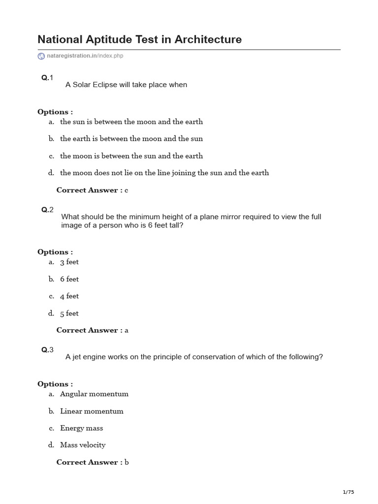 National Aptitude Test in Architecture Questions | PDF | Moon | Triangle