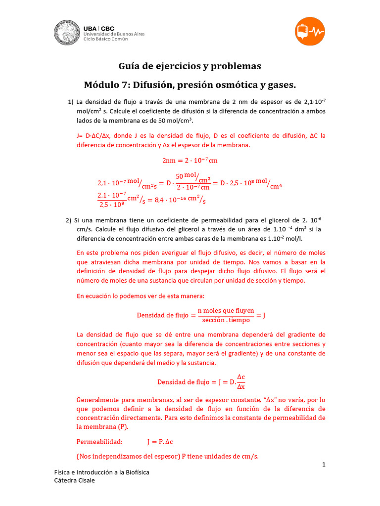 MÓDULO 7. Guía de resuelta de ejercicios y problemas (2°C 2023) | PDF | Gases | Mole (Unidad)
