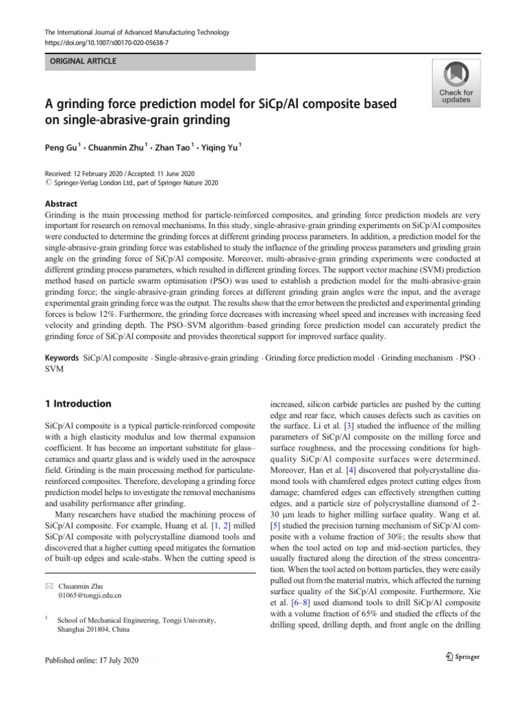 A Grinding Force Prediction Model For SiCp-Al Composite Based On Single-Abrasive-Grain Grinding ...
