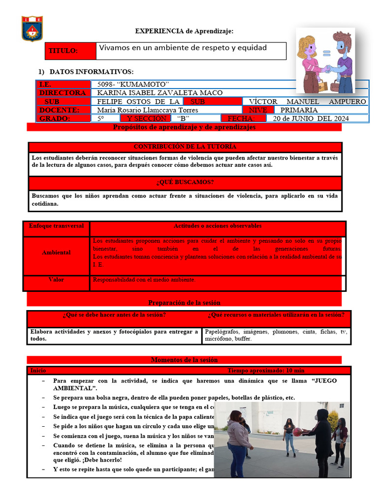 5º DIA - 4 - SEMANA - 1 - TUT - Vivamos en Un Ambiente de Respeto y ...