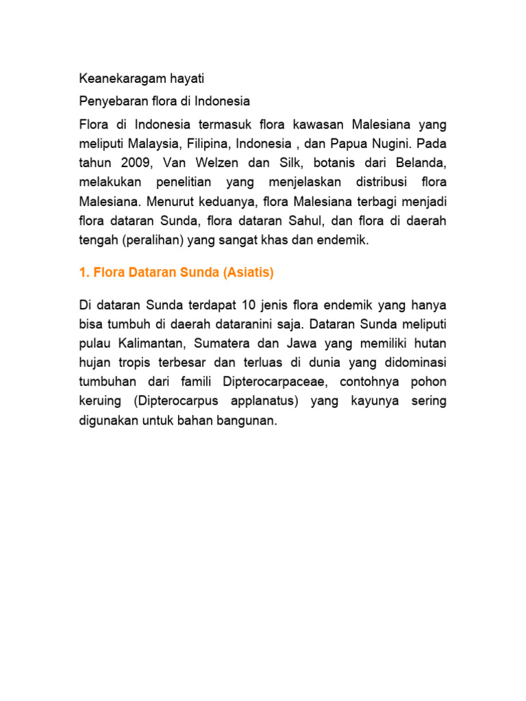 Flora Endemik Dataran Sunda dan Sahul | PDF | Griya & Taman