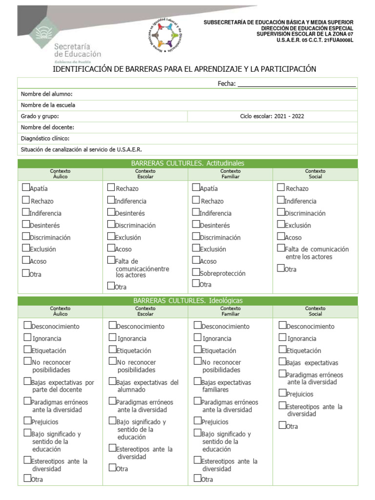 Identificación de Barreras Educativas | PDF | Enseñando | Maestros