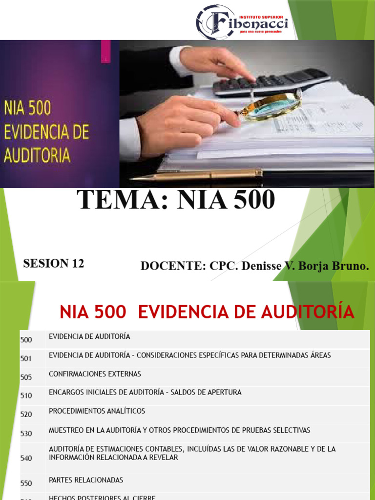 Semana 12 - Nia 500 | PDF | Auditoría | Contralor