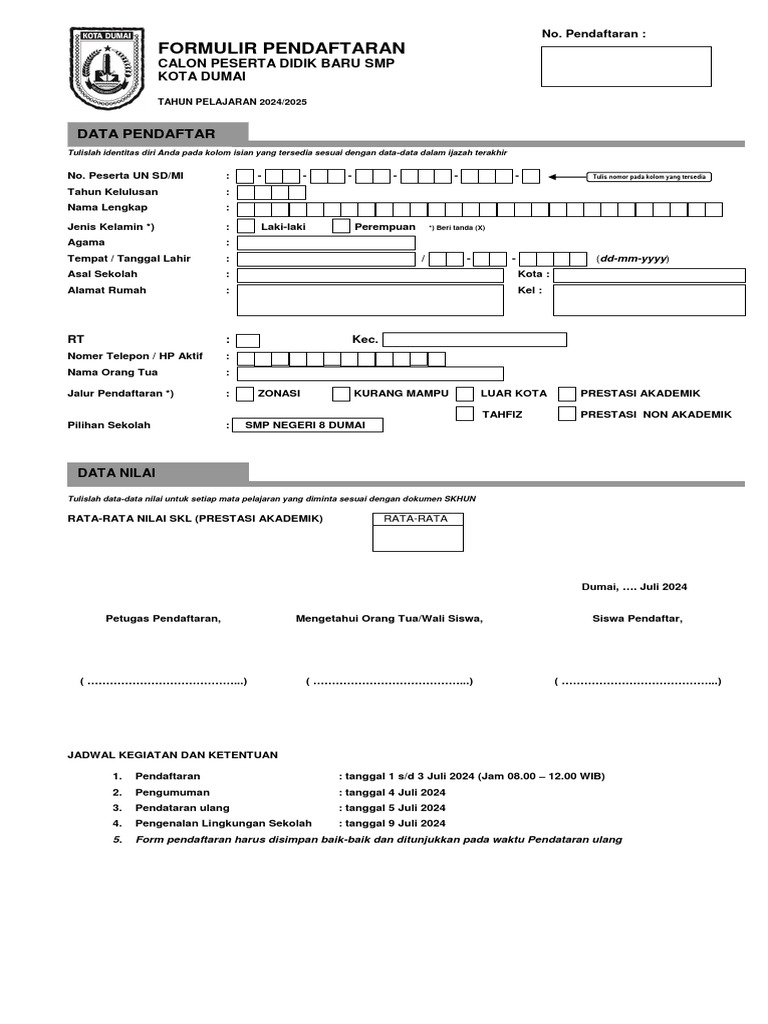 FORmulir SMP _2024 | PDF